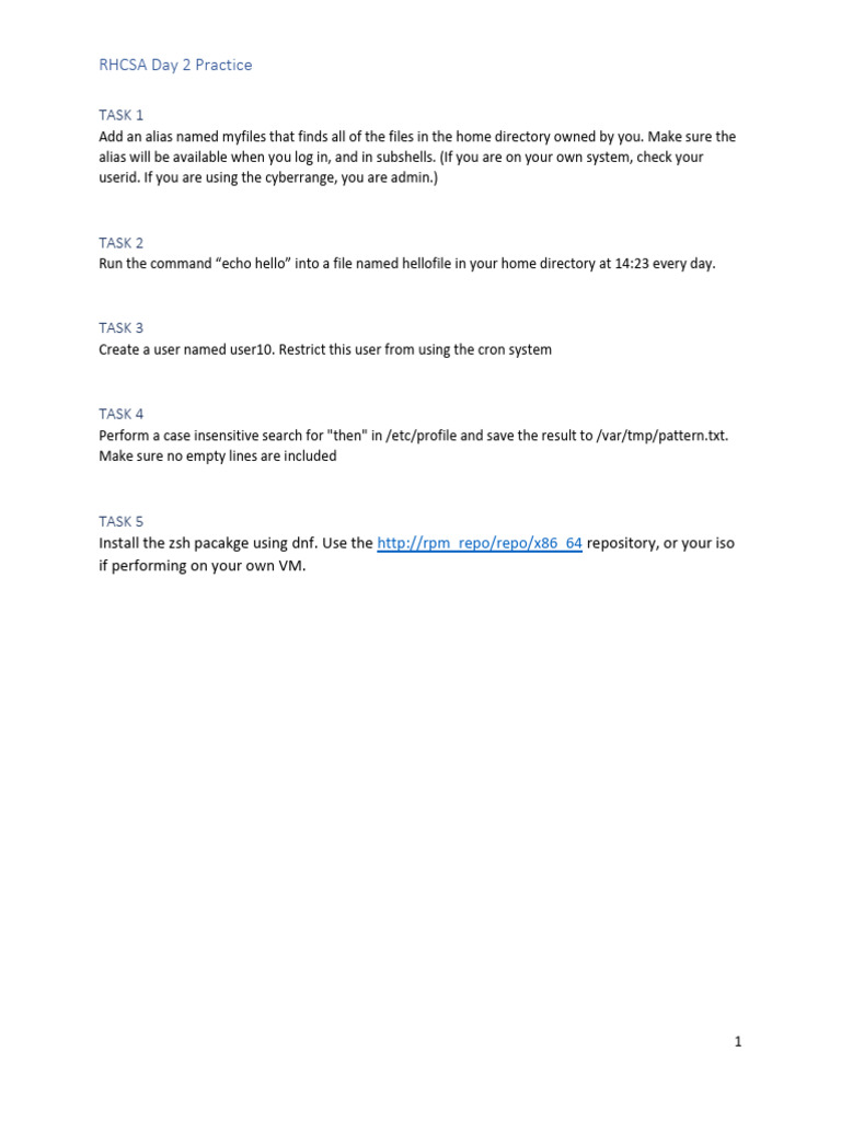 RHCSA9 Day 2 Practice | PDF