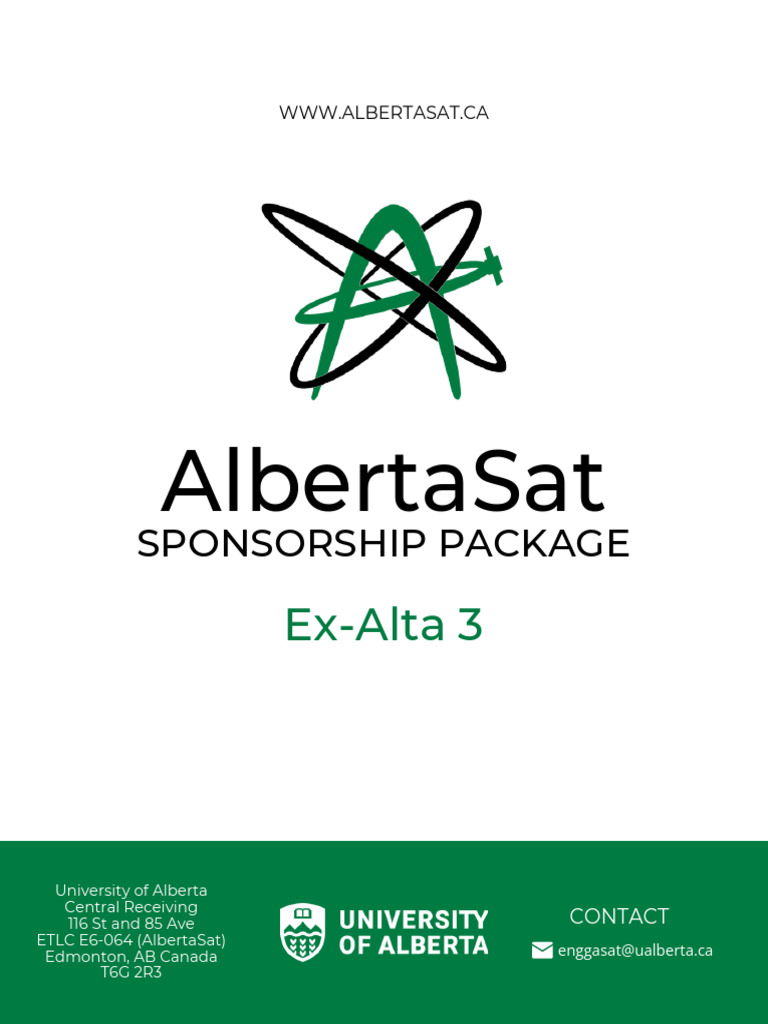 AlbertaSat EX3 Sponsorship Package v2.0 | PDF | Satellite | Space Weather