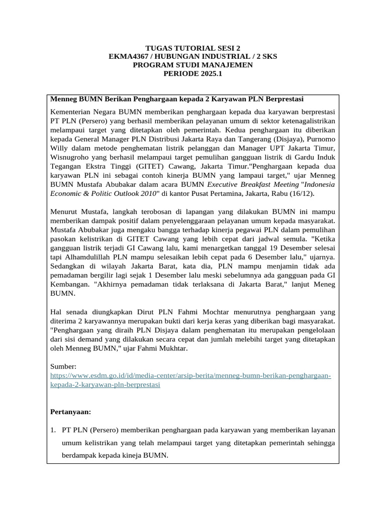 Tugas Tutorial Sesi 2 Ekma 467 | PDF