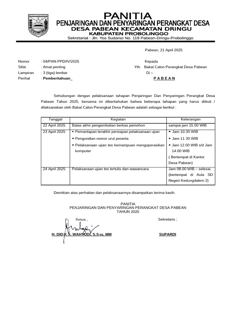 surat Pemberitahuan | PDF