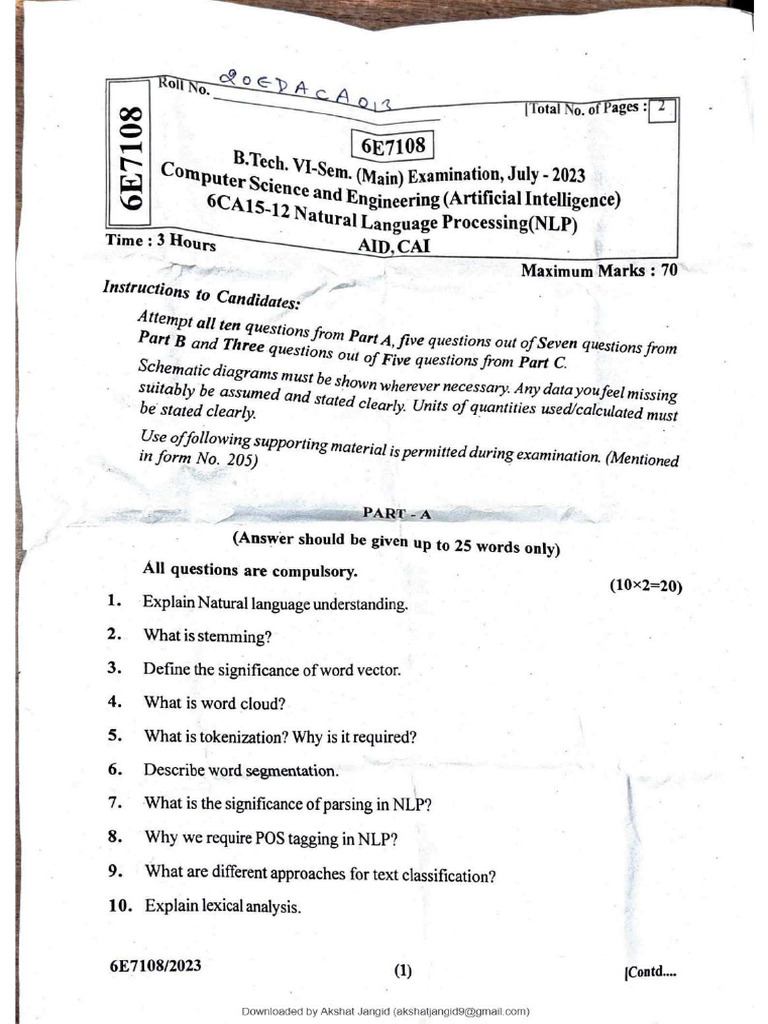 NLP Pyq | PDF
