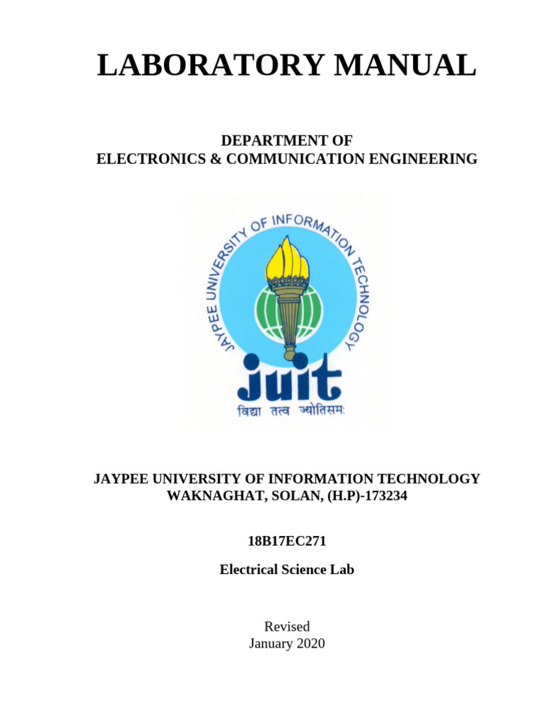 Electrical Science Lab Manual 2024 | PDF | Power Supply | Direct Current