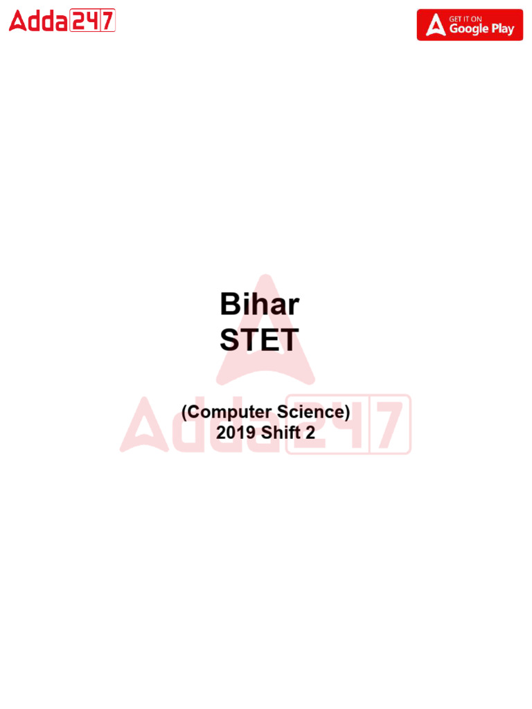 Bihar STET 2019 Computer Science Paper | PDF