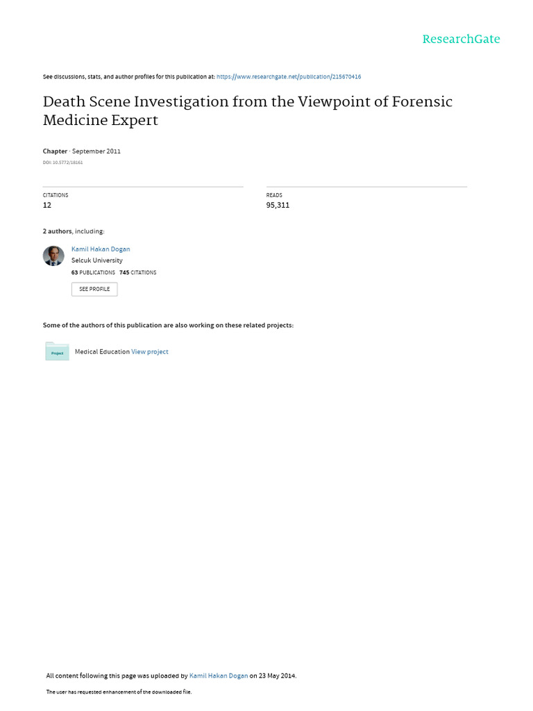 Forensic Medicine in Death Investigations | PDF | Crime Scene ...