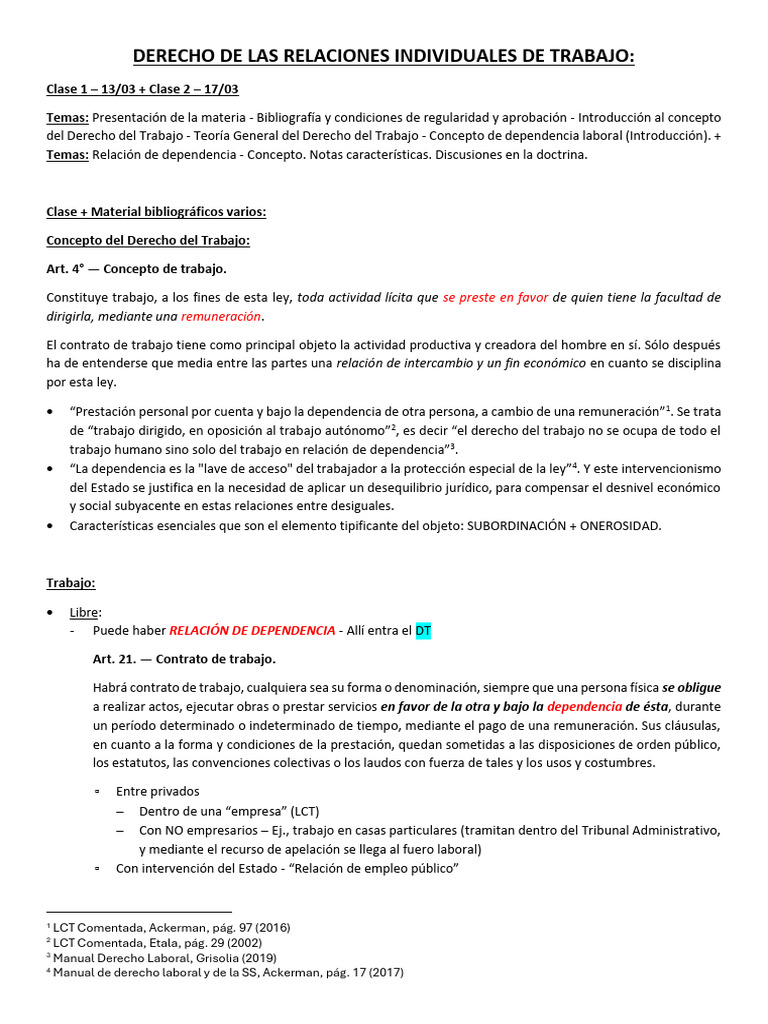 Derecho de Las Relaciones Individuales de Trabajo - 1er Parcial (5) | PDF | Derecho laboral ...