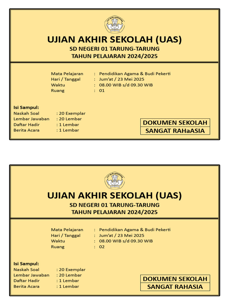 Merek Sampul Soal US 2024 | PDF