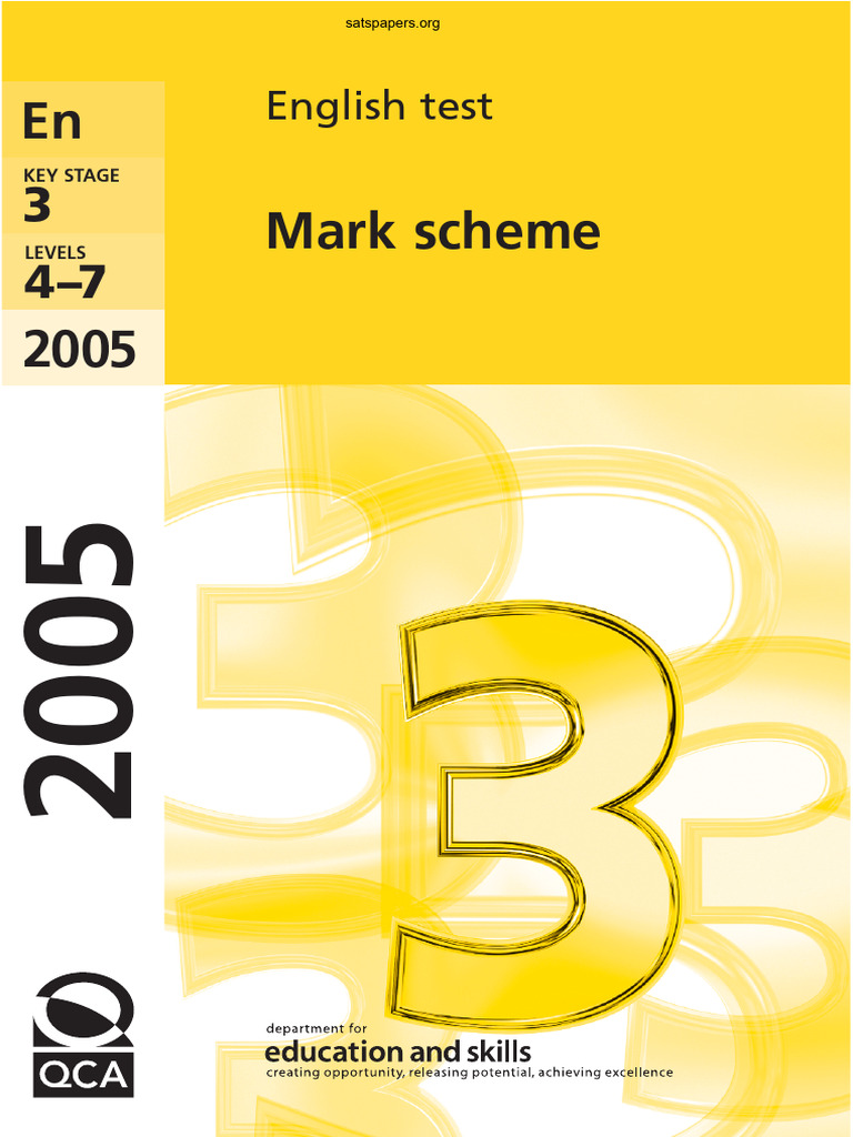 2005 KS3 English Test Mark Scheme | PDF | Question