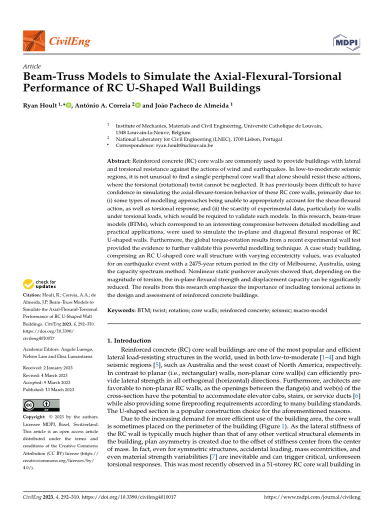 Beam-Truss Models To Simulate The Axial-Flexural-Torsional Performance ...