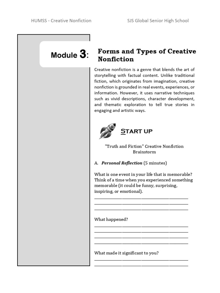 Module 3 CNF - Types and Forms of Creative Nonfiction | PDF | Creative Nonfiction | Narrative