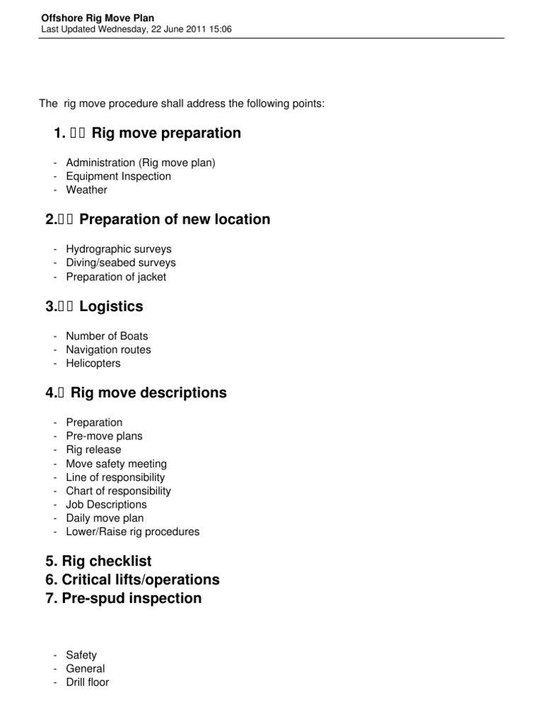 Offshore Rig Move Procedure Guide | PDF