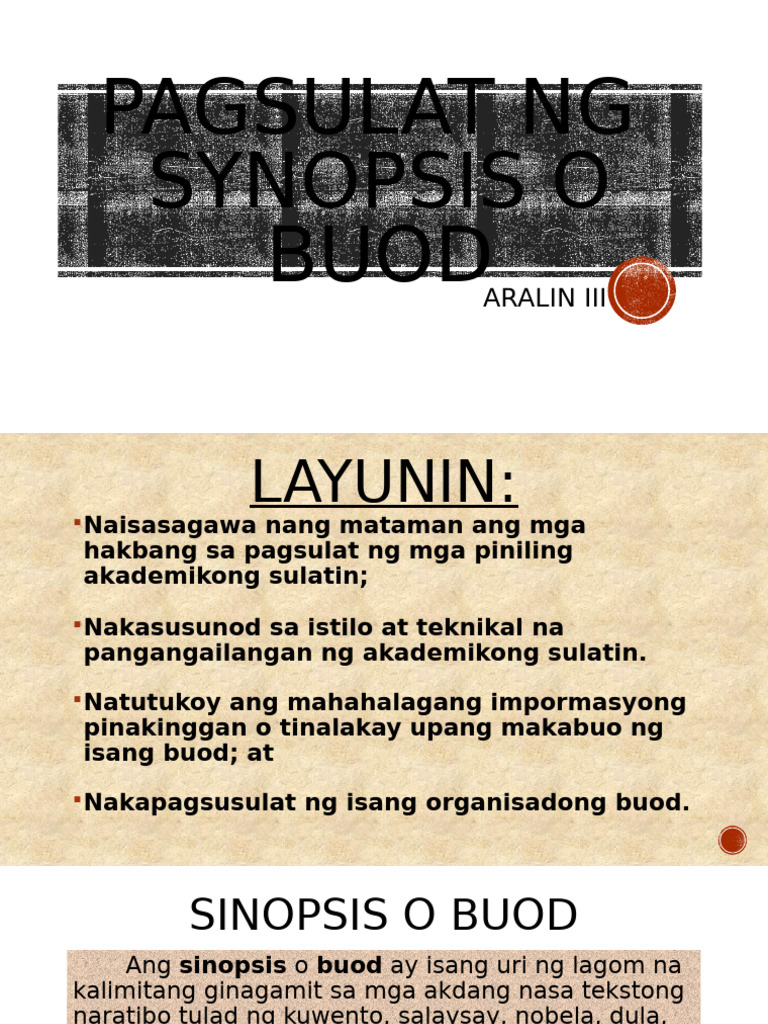 Aralin 3 Pagsulat NG Buod | PDF
