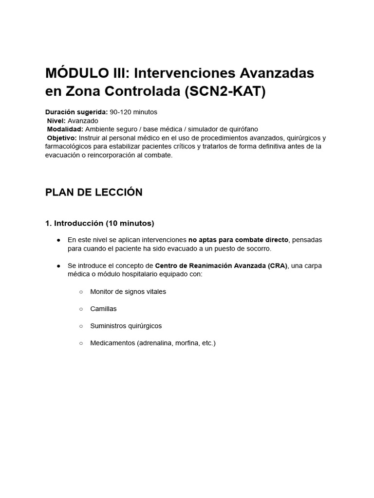 MÓDULO III - Intervenciones Avanzadas en Zona Controlada (SCN2-KAT ...