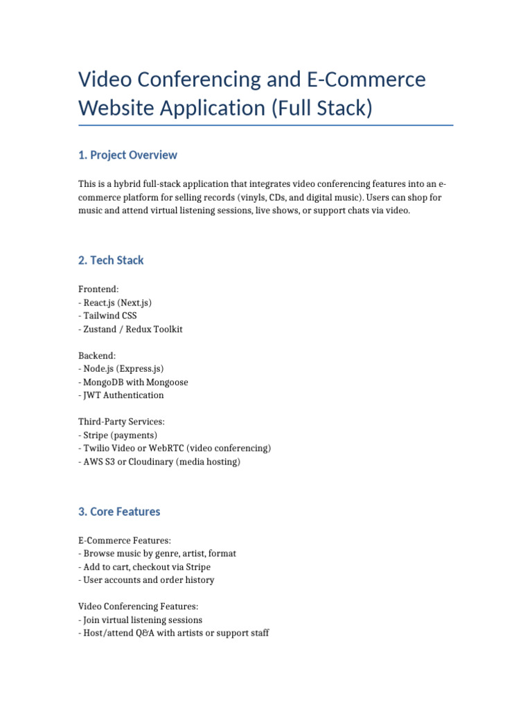 Video Conferencing Record Ecommerce Fullstack | PDF