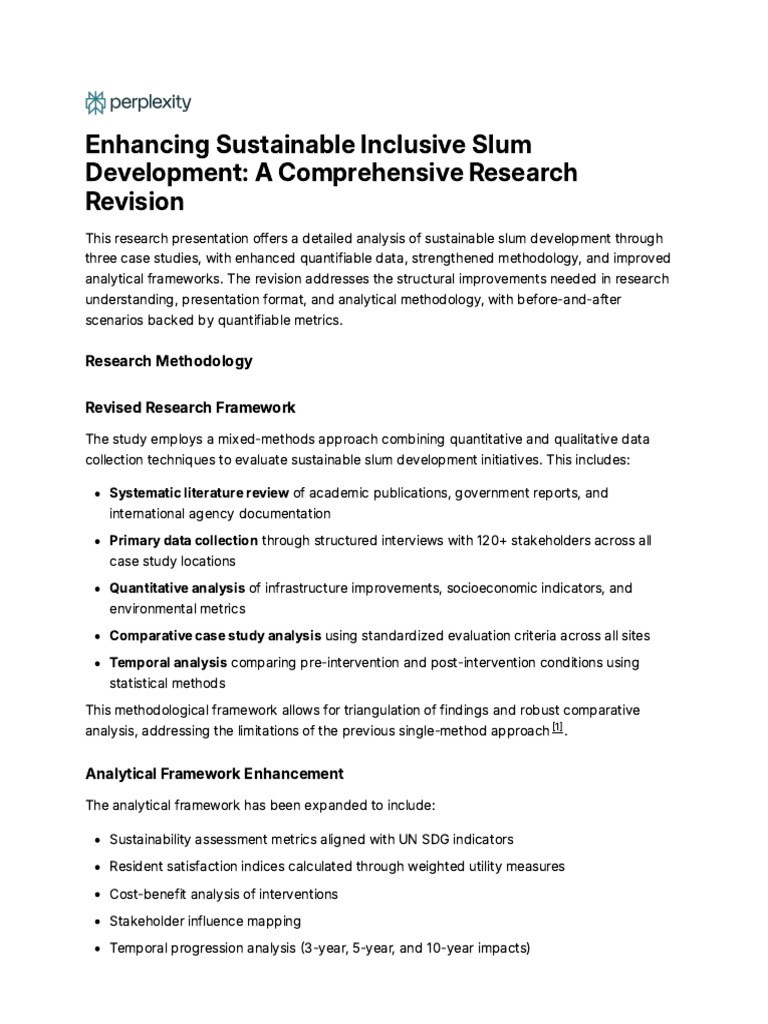 Enhancing Sustainable Inclusive Slum Development | PDF | Methodology | Slum
