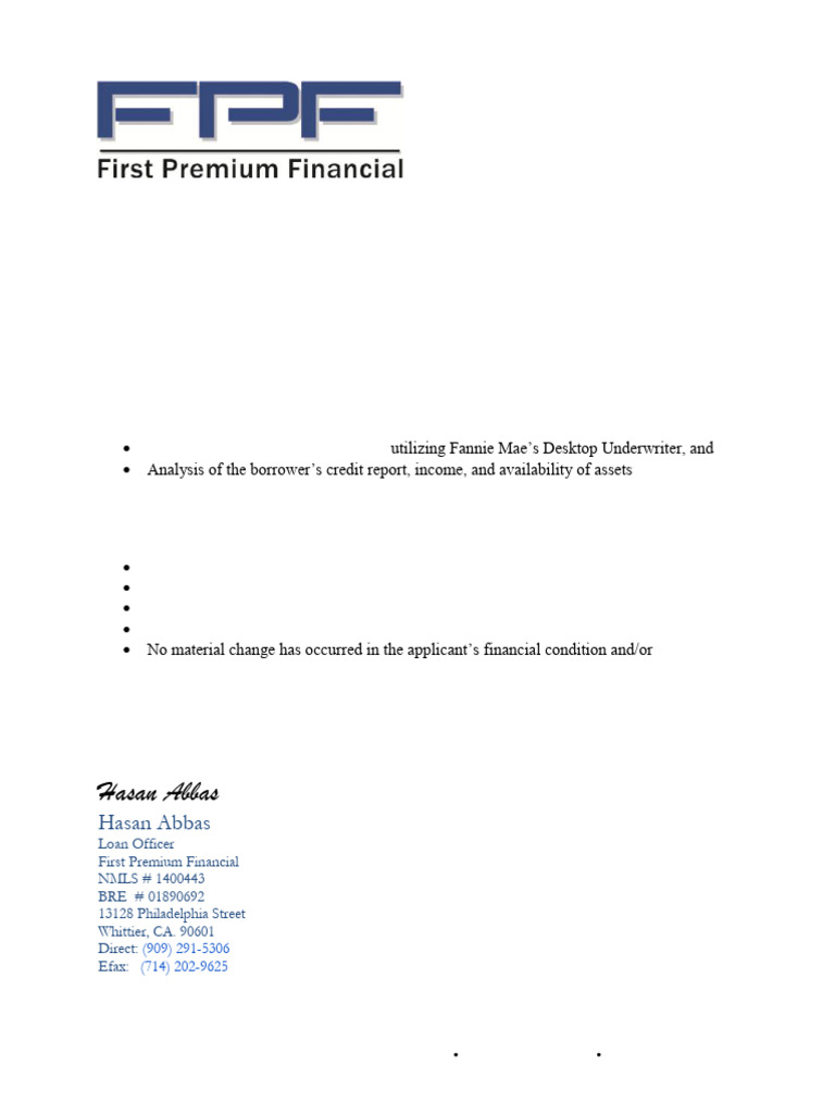 Michael - Preapproval Letter | PDF
