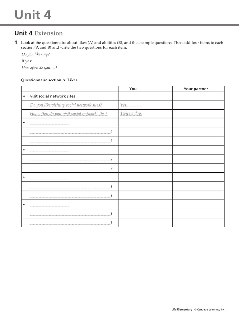 Life2e BrE 2el Extension Unit04 | PDF | Quantitative Research | Survey ...