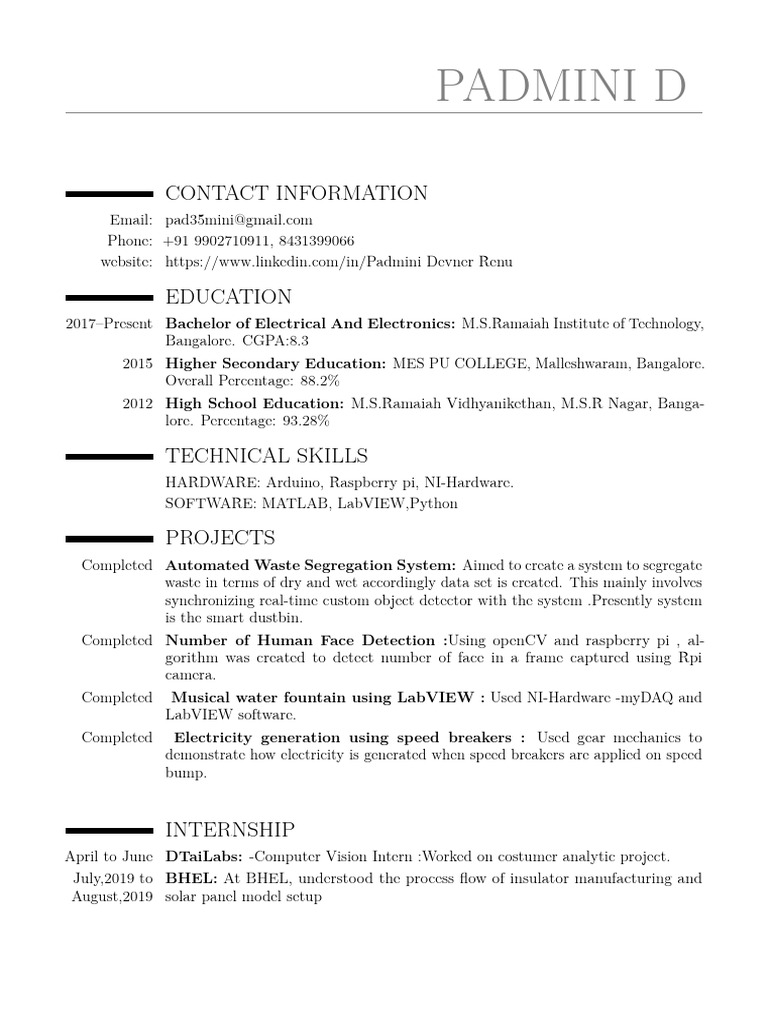 Padmini S CV Core | PDF