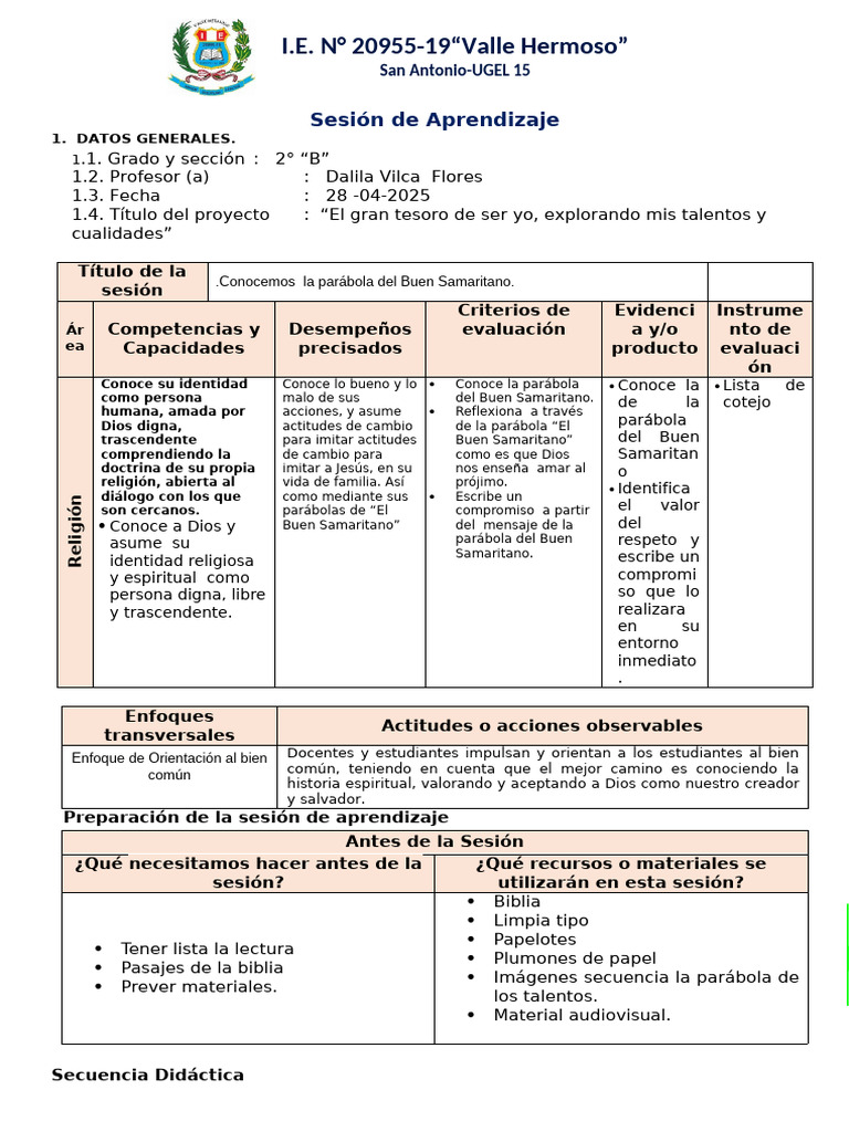 Documento1.Docx El Buen Samaritano | PDF | Parábolas de Jesús | Enseñando