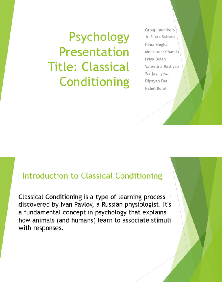 Psychology presentation Group 5 | PDF | Classical Conditioning | Phobia