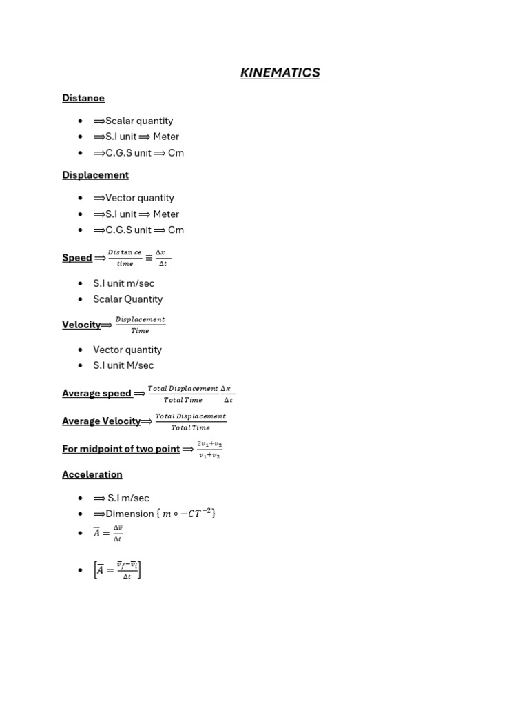 Kinematics: Distance, Displacement, Velocity | PDF