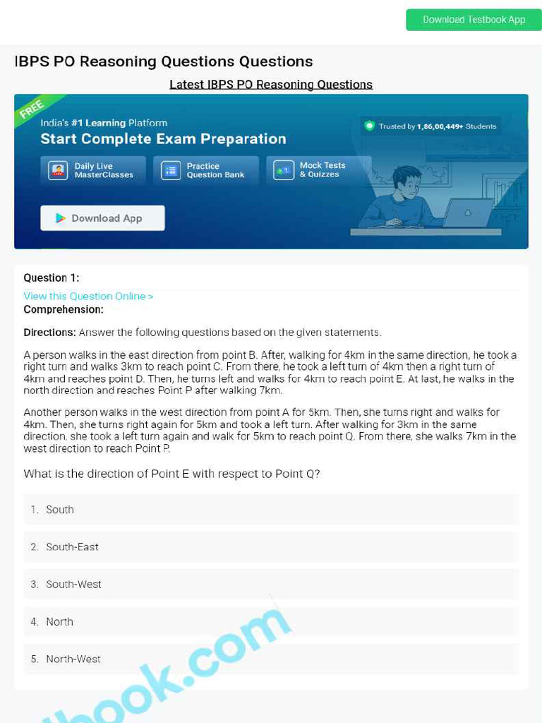 Ibps Po Reasoning Questions 637ee6c1a44ddfbdf425542e | PDF