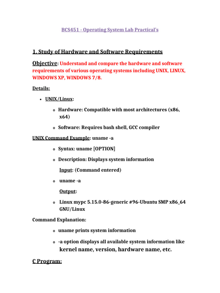 Operating_System_Lab_BCS451 | PDF | Operating System | Linux