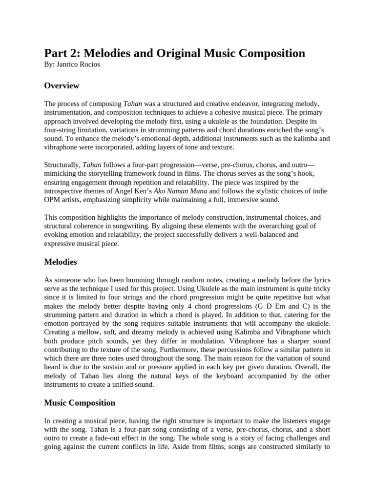 TEMPLATE-PRACTICAL-PART-2 (1) | PDF | Song Structure | Songs