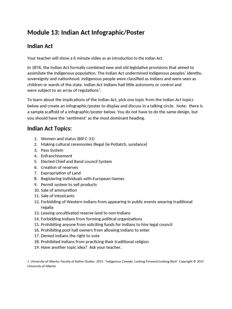 Module 13 Indian Act Poster | PDF
