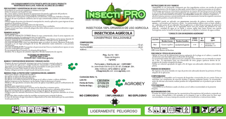 INSECTIPRO Modificado 1 | PDF | Agua | Insecticida
