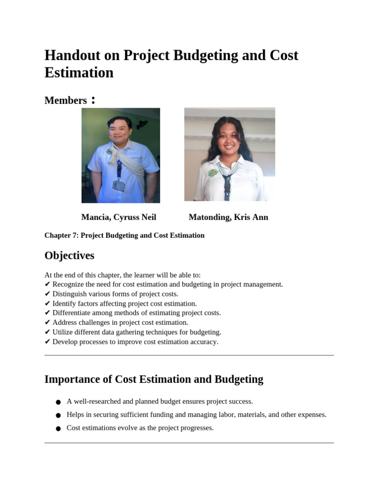 Project Budgeting and Cost Estimation Guide | PDF | Risk | Business