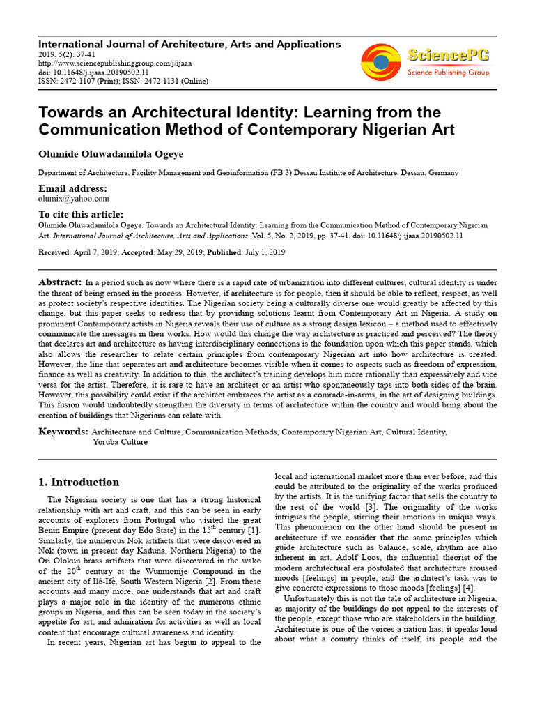 Towards An Architectural Identity | PDF | Nigeria | Design