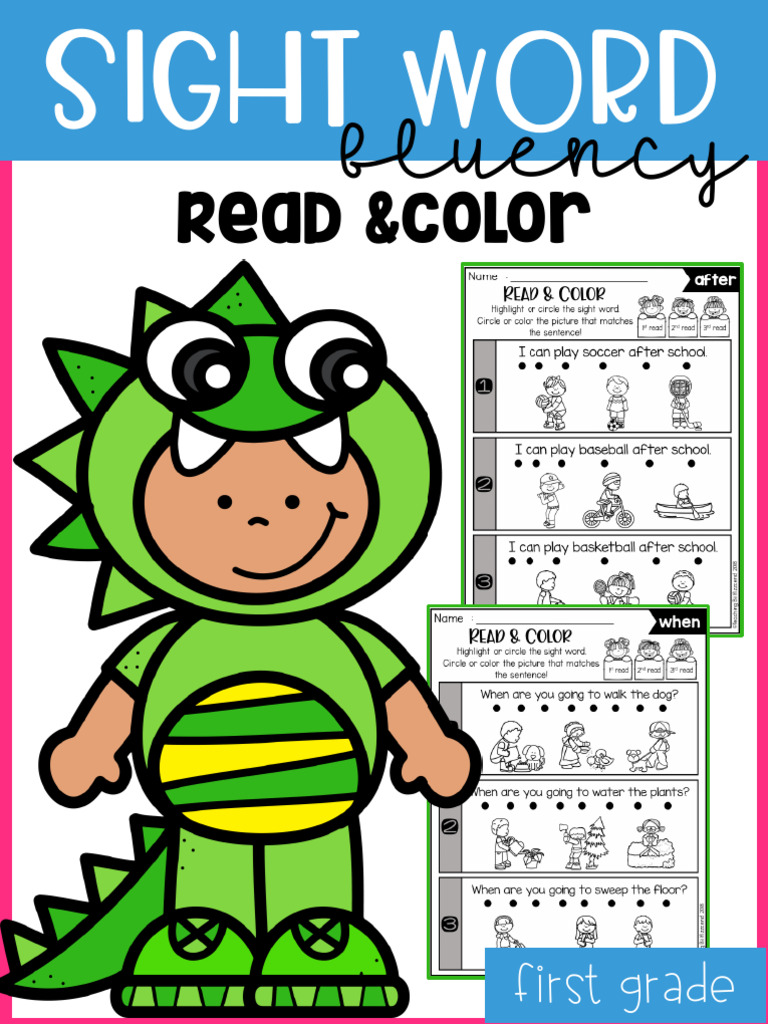3 - Sight Word Fluency Read and Color (First Grade) | PDF