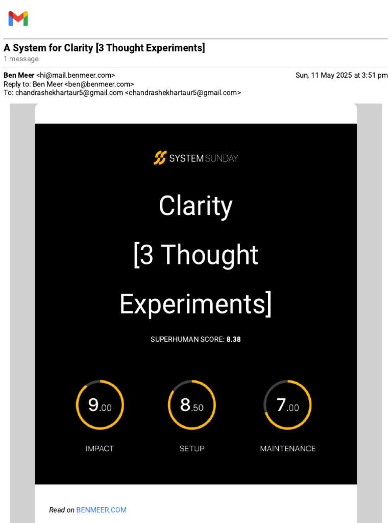 Gmail - A System For Clarity (3 Thought Experiments) | PDF | Thought | Psychological Concepts