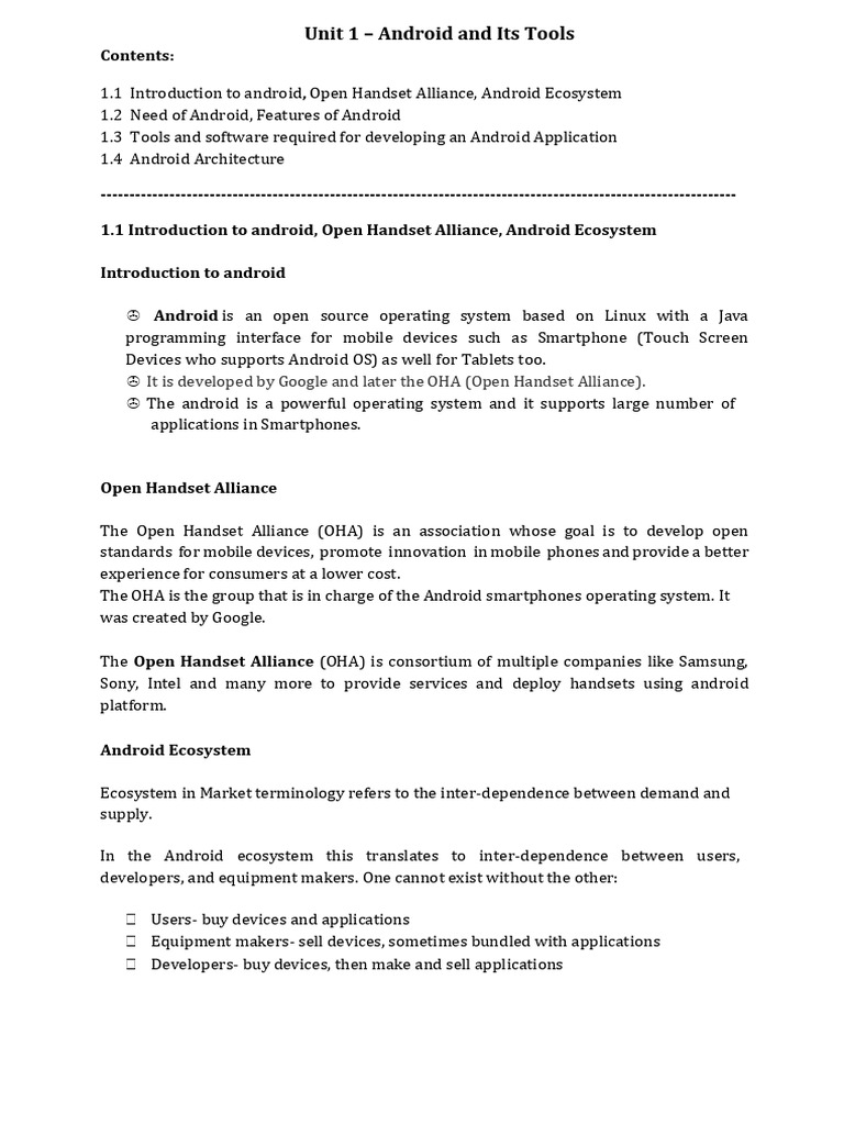 MAD-unit-1-android-and-its-tools-Msbte-Store | PDF | Android (Operating System) | Mobile App