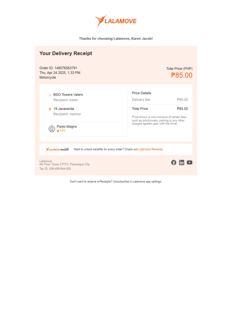 E-Order Receipt 148076563791 en PH | PDF