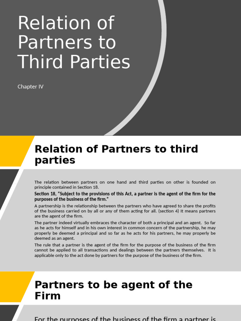 10 Relation of Partners To Third Parties | PDF | Law Of Agency | Legal ...