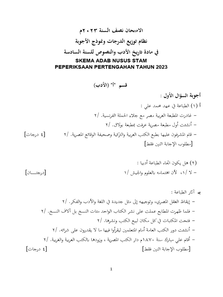 12 Skema Adab Nusus T6 PPT23 | PDF