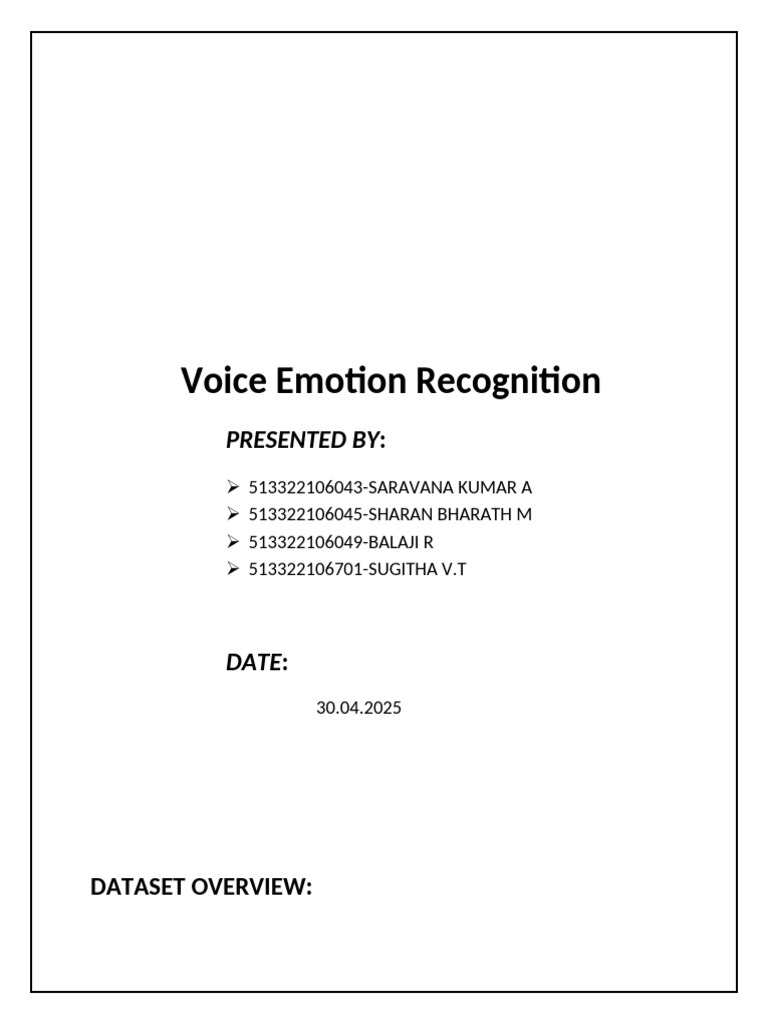 Voice Emotion Recognition | PDF | Machine Learning | Deep Learning