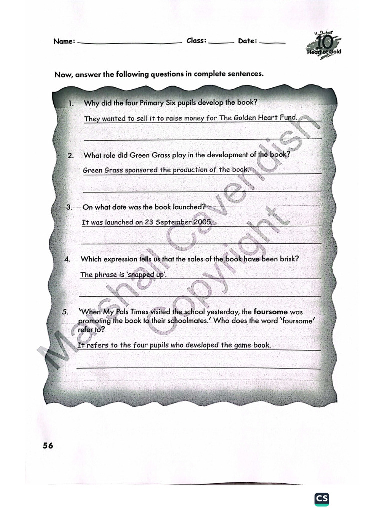 Workbook PG 56,57 Ans - Key | PDF