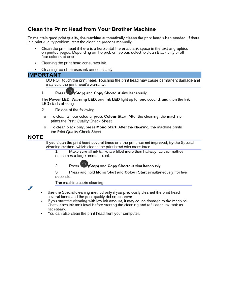 Clean Print Head Brother DCP T220 | PDF