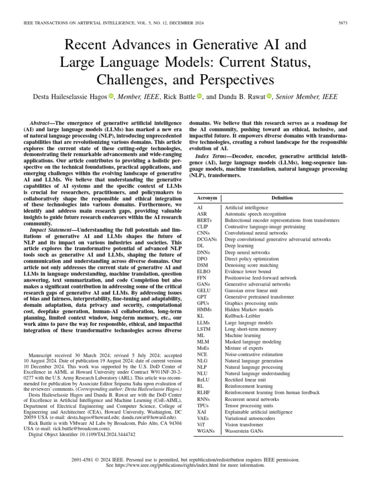Recent Advances in Generative AI and Large Language Models Current ...