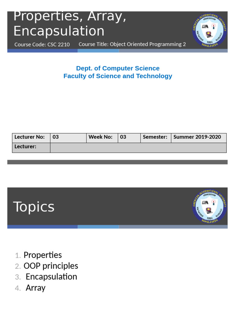 OOP2 Lecture Week 03 | PDF