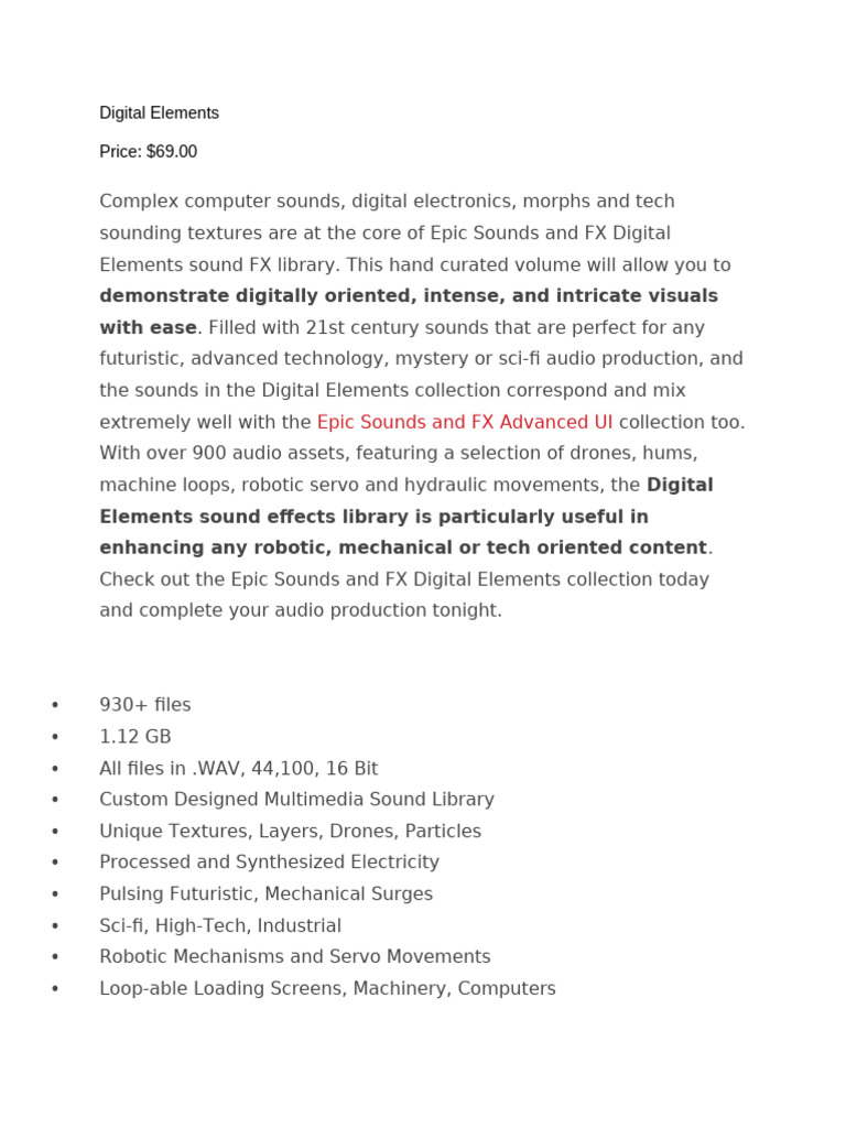 Digital Elements Sound FX Library | PDF
