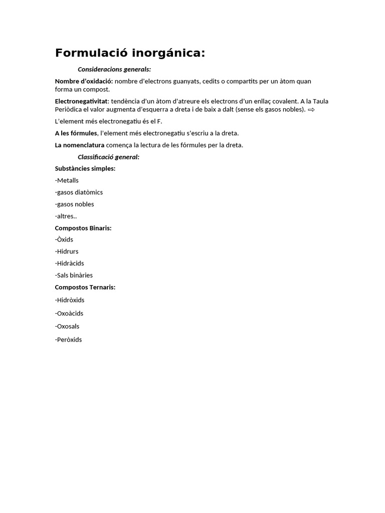Formulació inorgánica | PDF