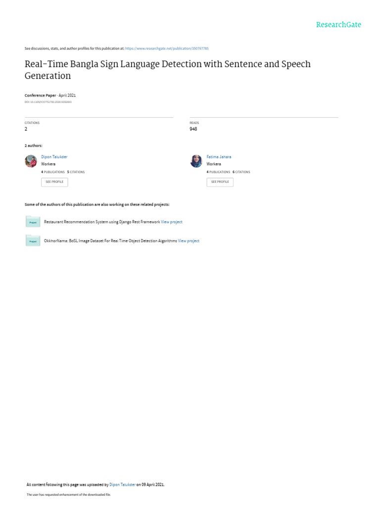 Bangla Sign Language Detection | PDF