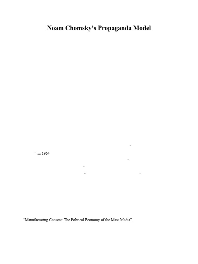 Noam-Chomsky's Propaganda Model | PDF | Noam Chomsky | Propaganda