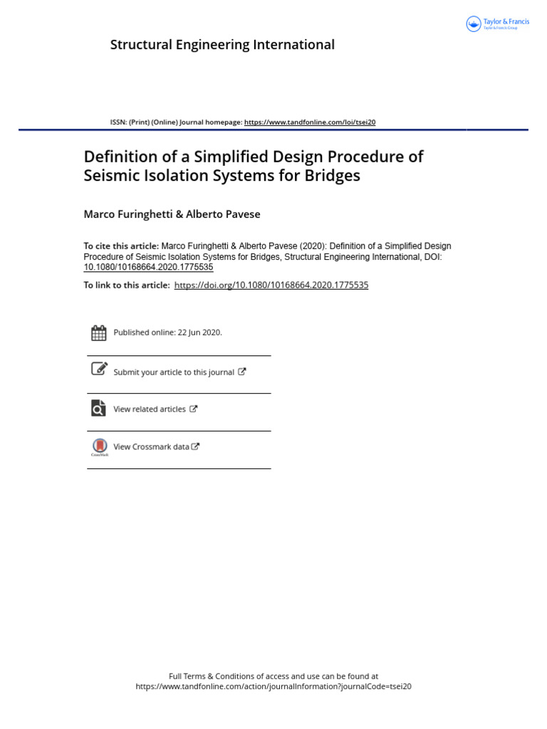Definition of A Simplified Design Procedure of Seismic Isolation ...