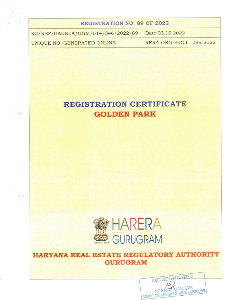 Golden Park Rera | PDF