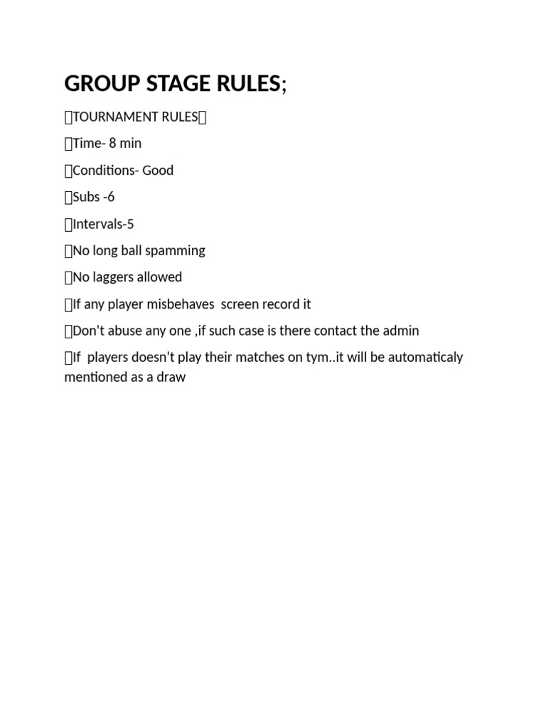 Group Stage Rules | PDF