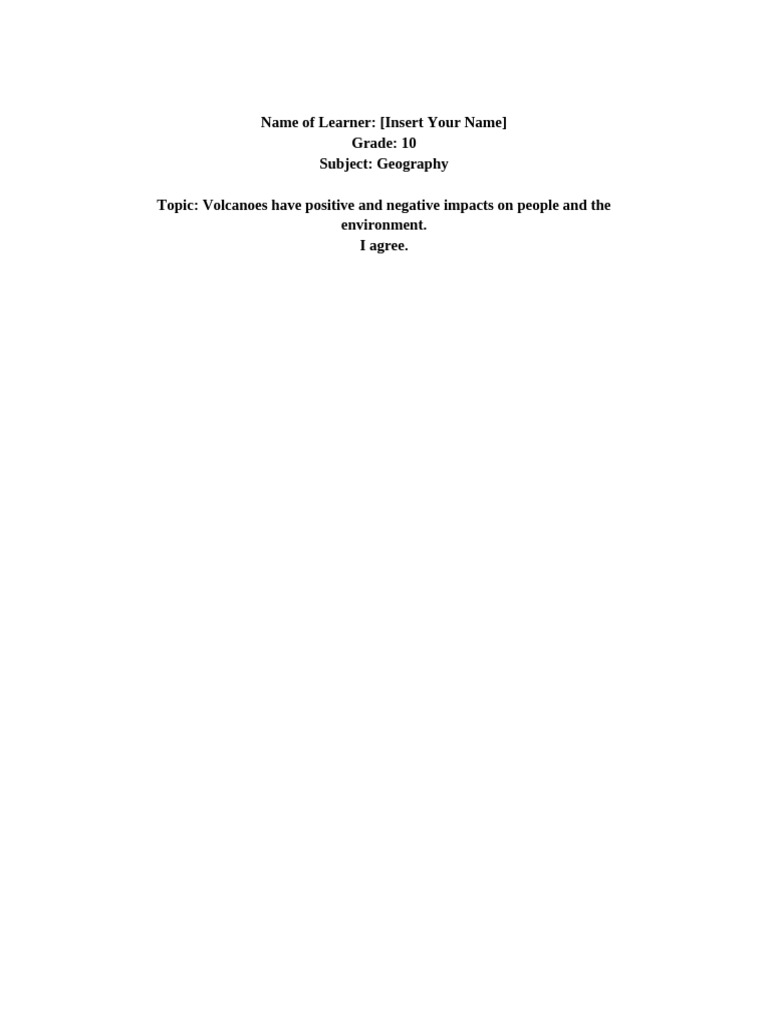 Volcano Essay Grade10 Final | PDF | Volcano | Types Of Volcanic Eruptions